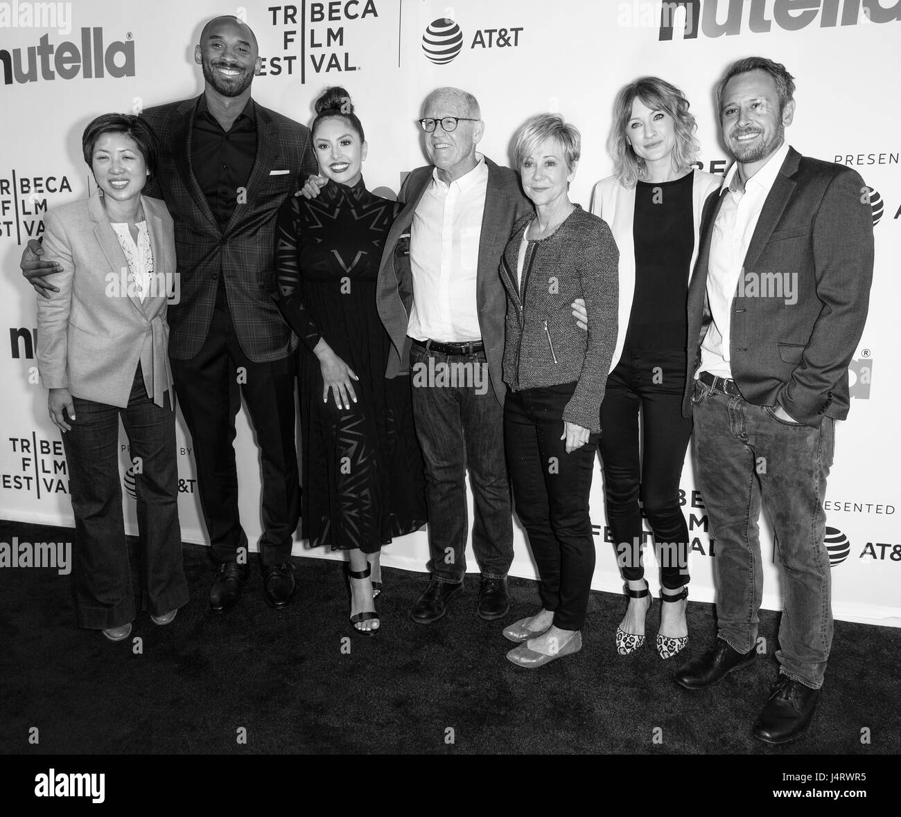 NEW YORK, NY - APRIL 22, 2017: (L-R) Gennie Rim, Kobe Bryant, Vanessa ...