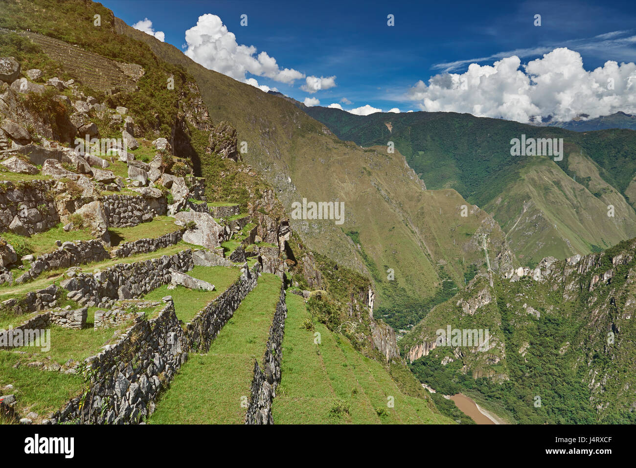 Stone inca terraces with green grass. Ancient inca terraces Stock Photo ...