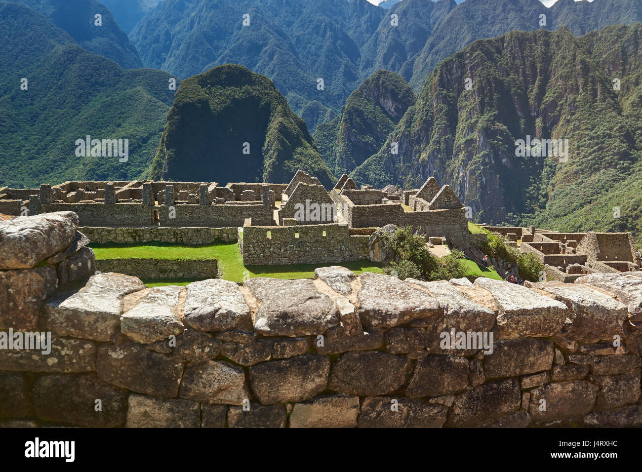 Ancient inca city in mountain landscape. Stone ruins of Inca empire ...