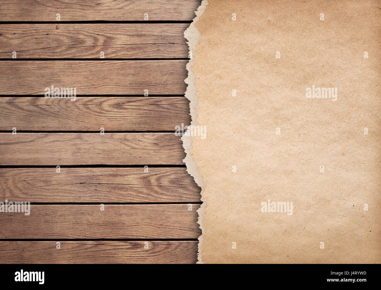 Wood background with paper 3d illustration Stock Photo - Alamy
