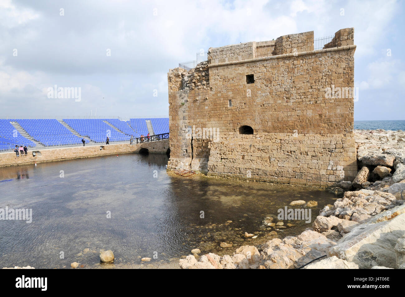 Cyprus, Paphos, The castle of Paphos at the entrance to the old port ...