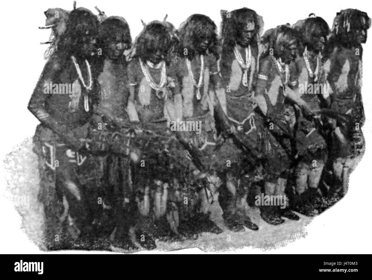 This image captures a traditional Moki snake dance, an important ritual ...