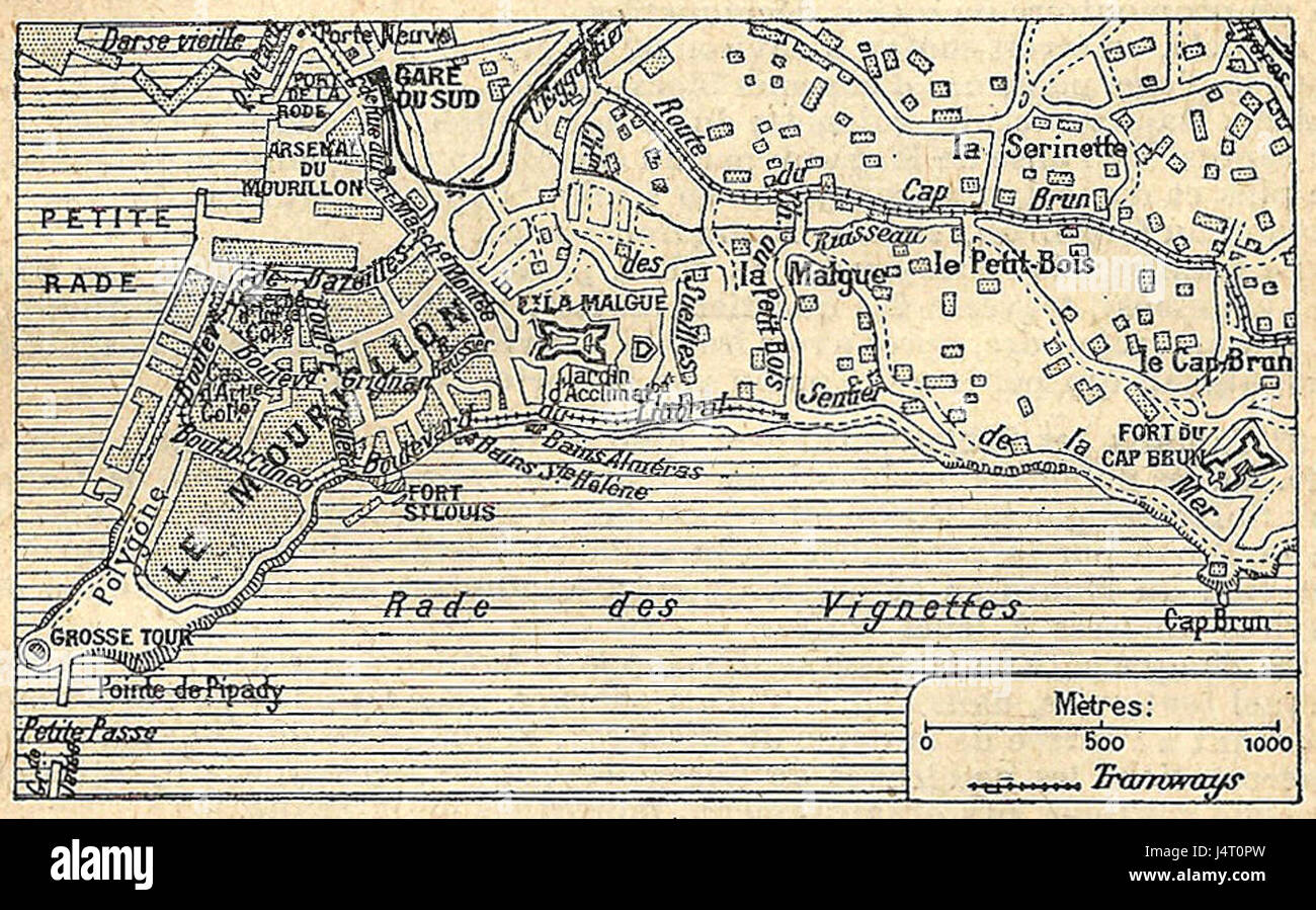 A 1921 map of Toulonâ€™s Le Mourillon district, showing the areaâ€™s ...