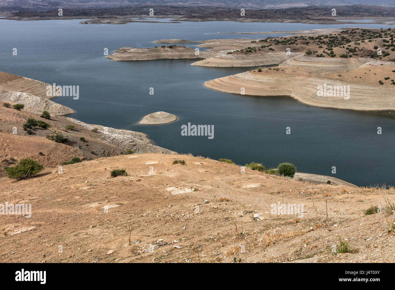 Water reservoir, hydroelectric power dam, near Fes, Morocco Stock Photo ...