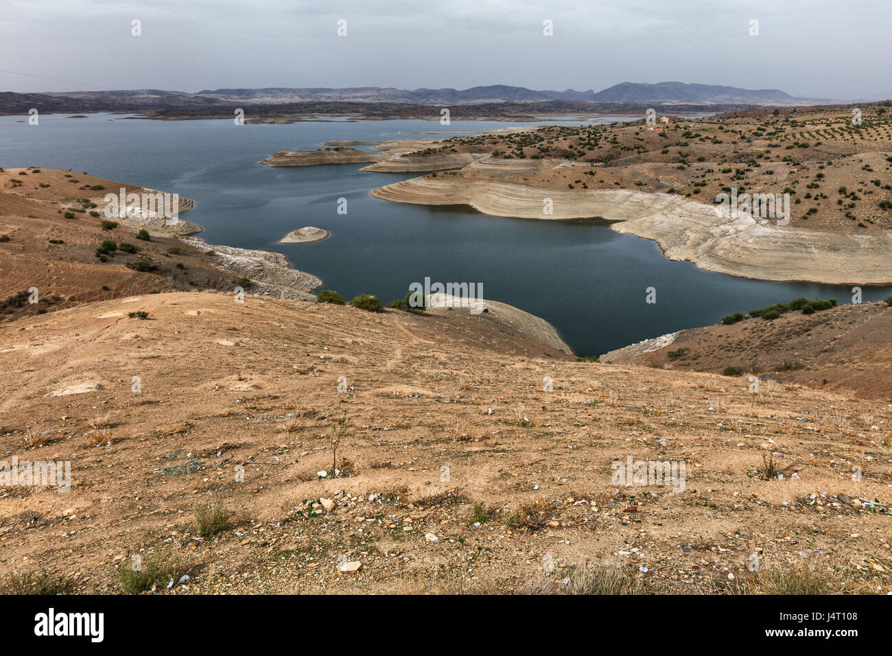 Water reservoir, hydroelectric power dam, near Fes, Morocco Stock Photo ...