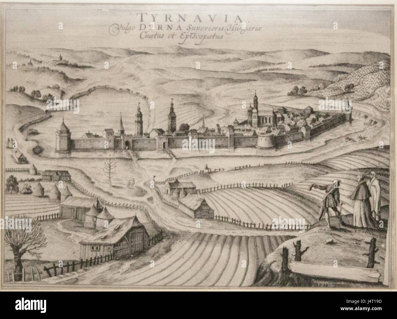This view captures Nagyszombat, present-day Trnava, Slovakia. The city ...