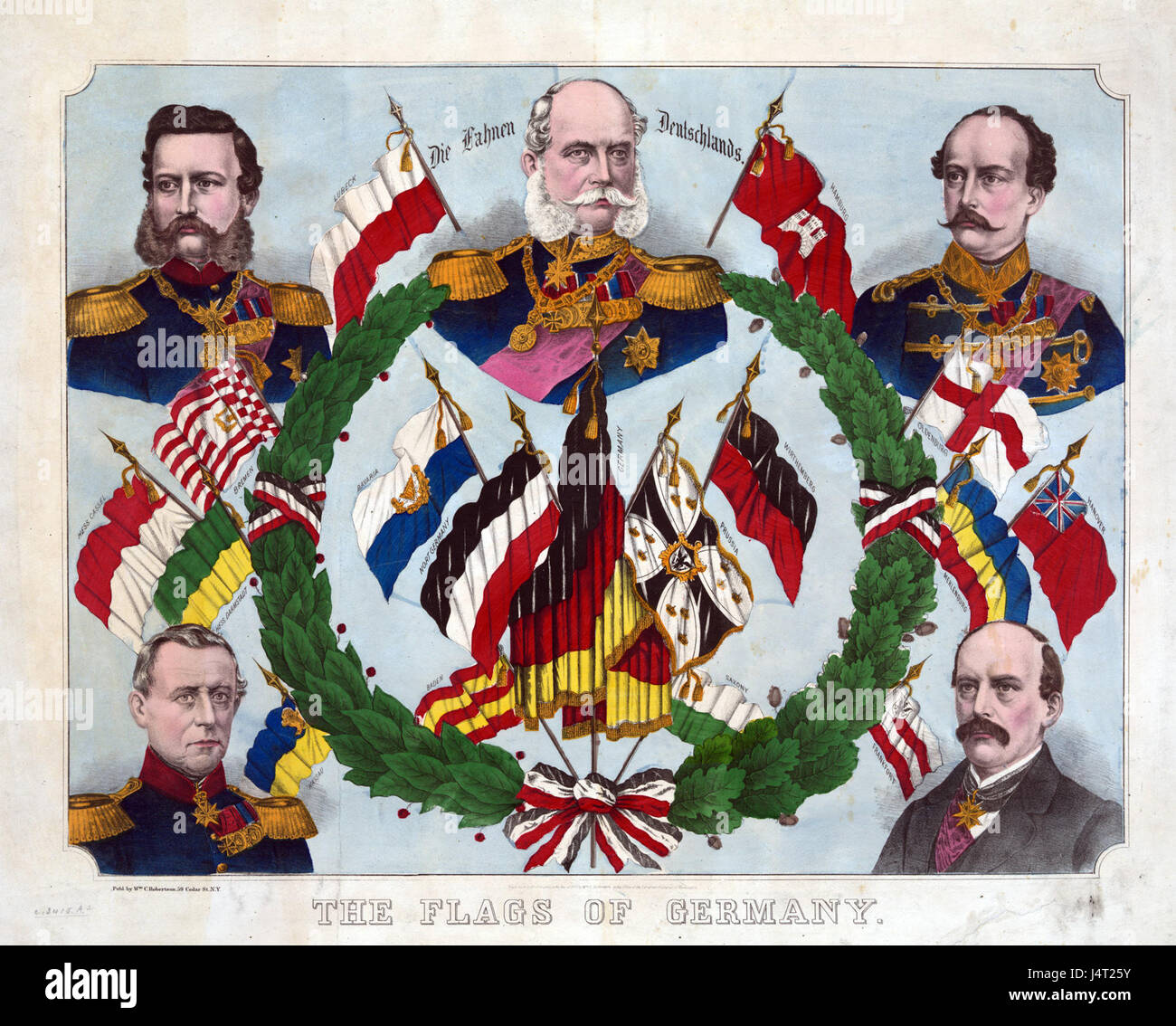 'The Flags of Germany, 1870' is a historical depiction of various ...