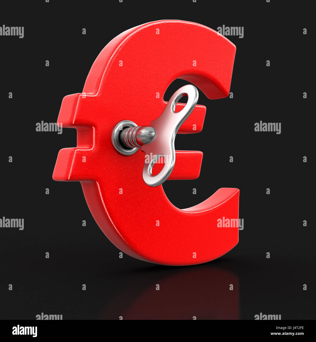 Euro Sign with winding key. Image with clipping path Stock Photo - Alamy