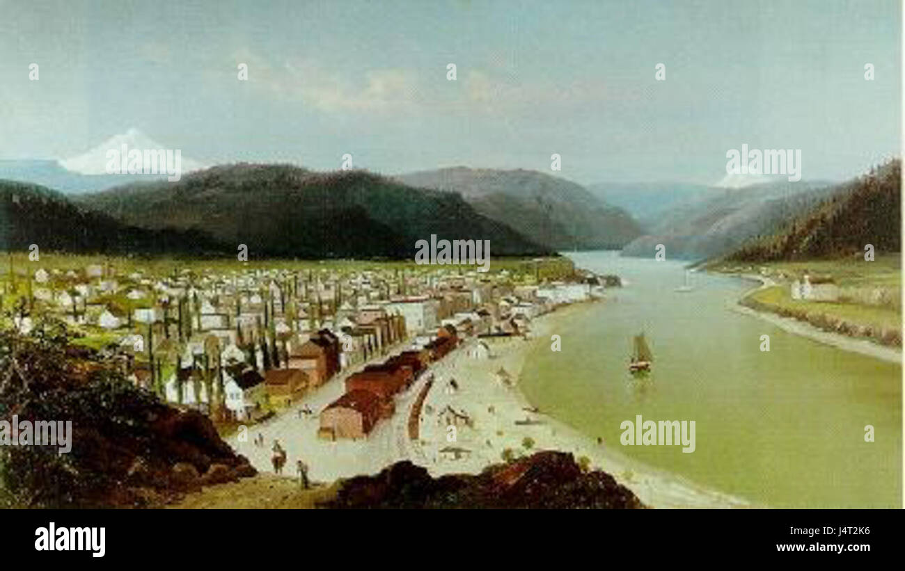 'The Dalles,' a city in Oregon, is depicted in a historical image by ...