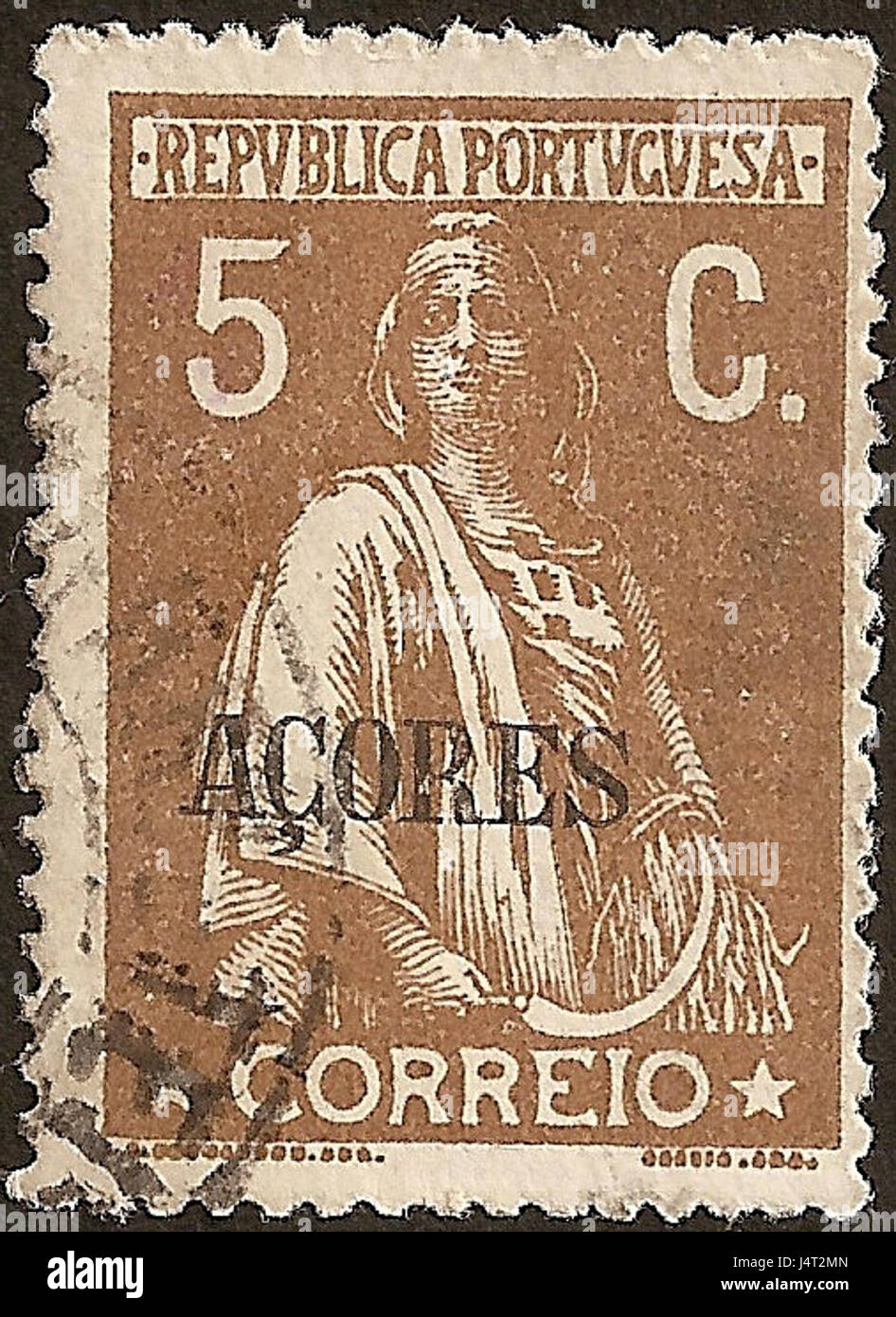 This 1918 stamp from the Azores features an image of Ceres, the Roman ...