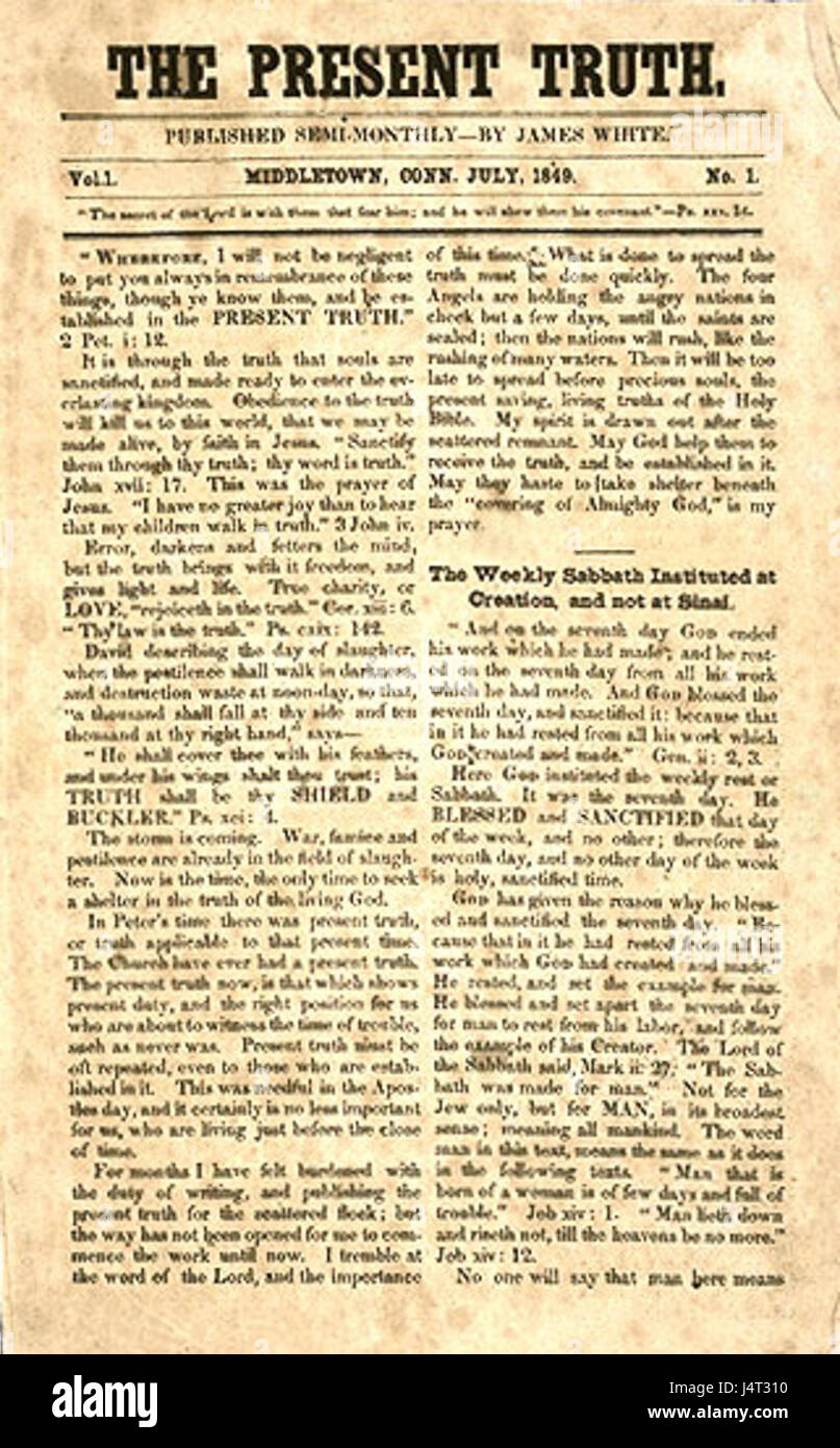 'The Present Truth' is a periodical focused on religious and spiritual ...