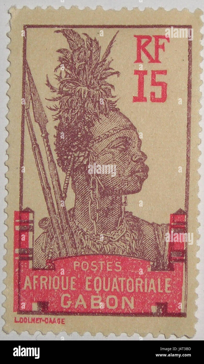 This is an image of a postage stamp from Gabon, issued in 1910 ...