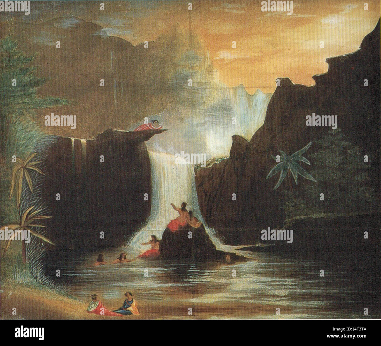 Theodore Heuck's 1855 oil painting of Nuuanu Falls in Honolulu captures ...