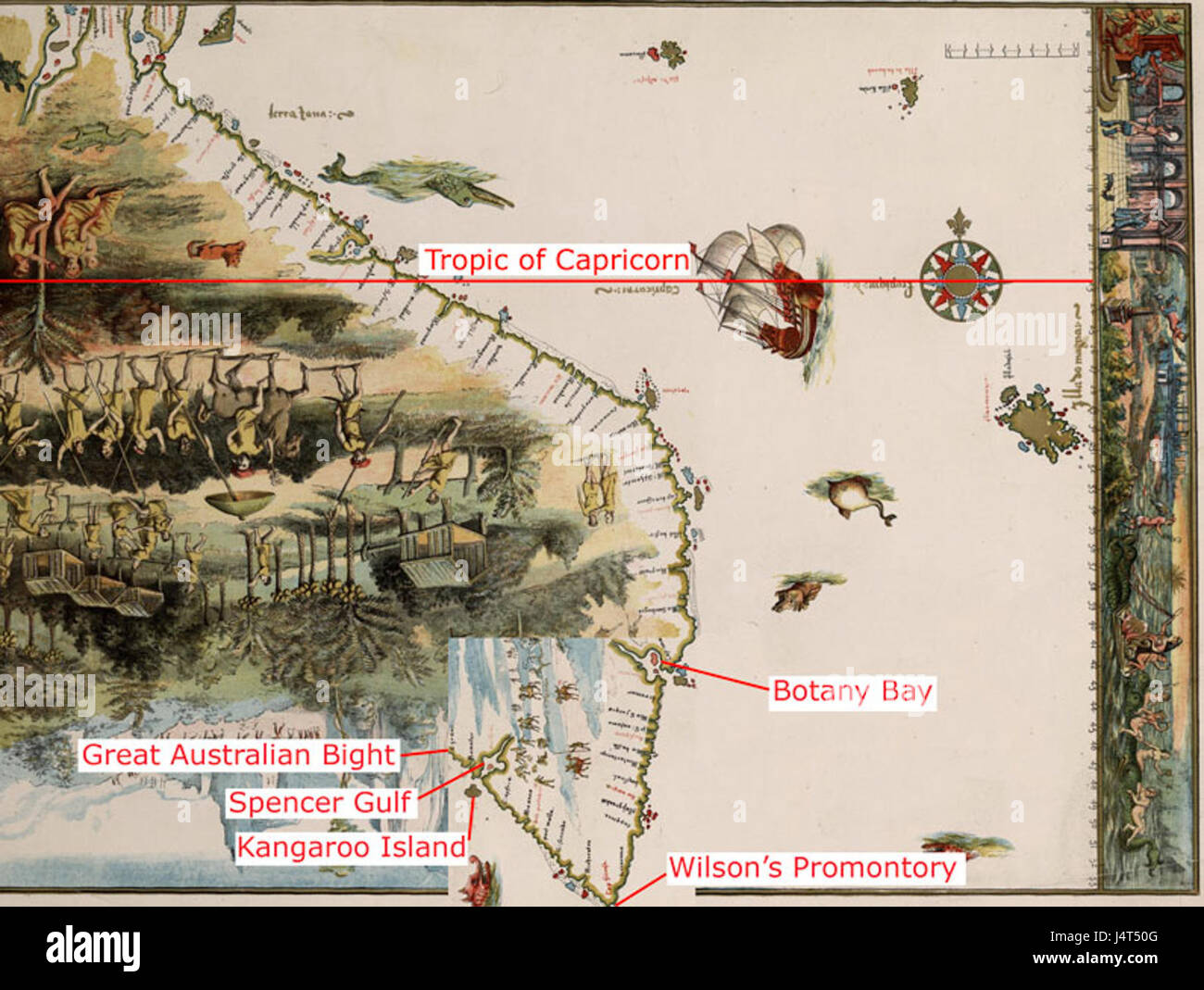 Vallard map rotated Stock Photo - Alamy