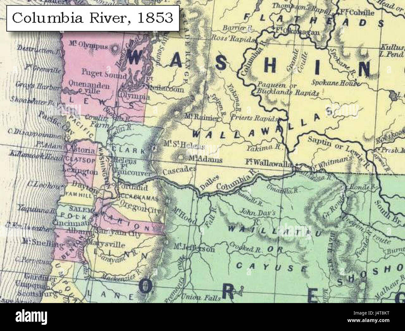 The 'Wsu archives map Washington Oregon 1853' refers to a historical ...