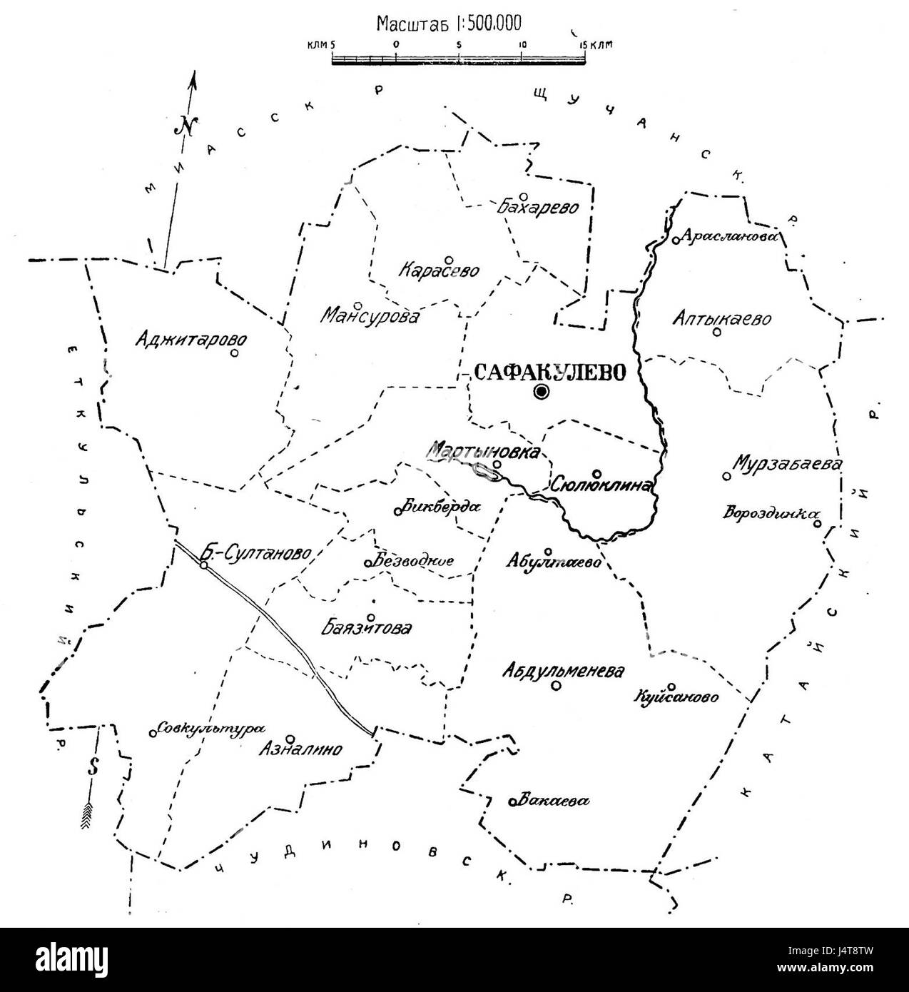 This map shows Yalanskiy Rayon within the Chelyabinskiy Okrug of the ...