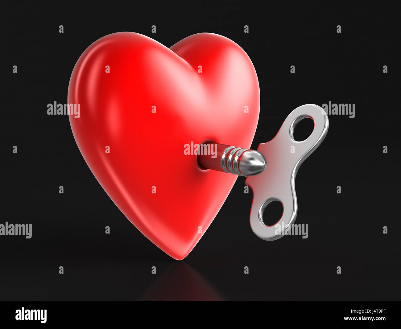 Heart and Winding key. Image with clipping path Stock Photo - Alamy