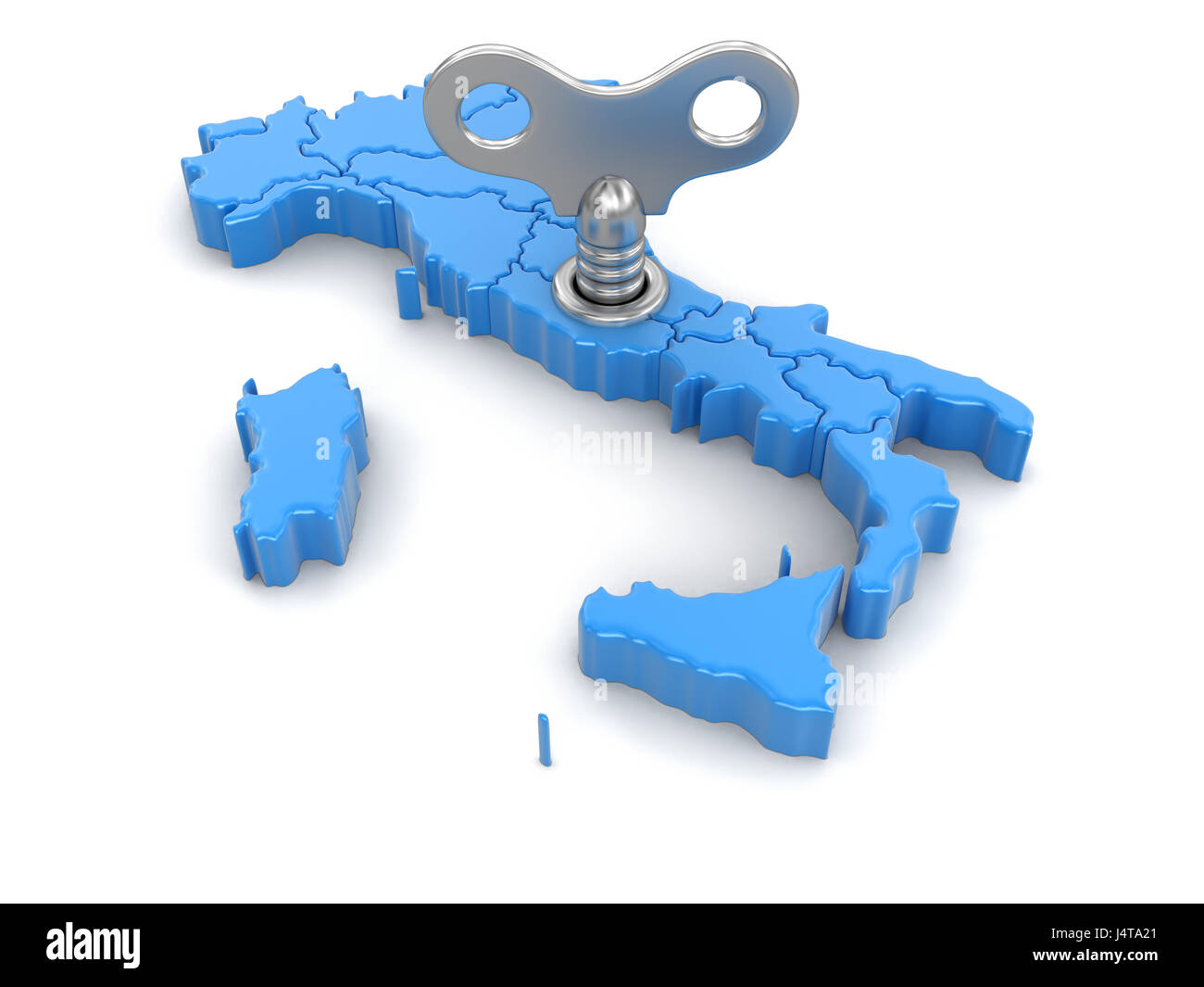 Map of Italy with winding key. Image with clipping path Stock Photo - Alamy