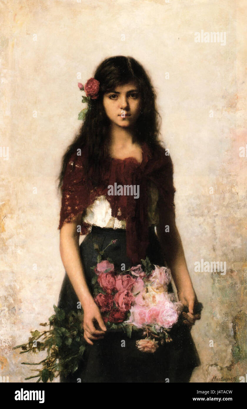 The Flower Seller is an artwork that portrays a figure engaged in ...