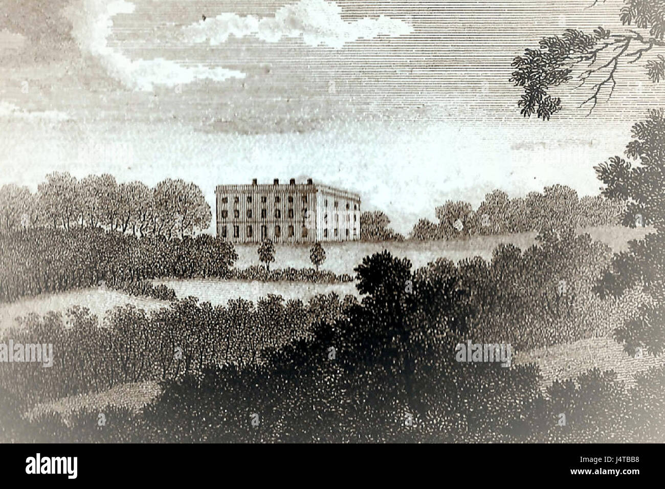 The original Alfreton Hall about 1800faded cropped Stock Photo - Alamy