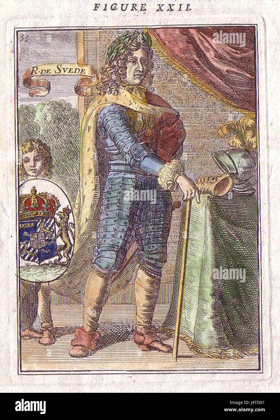 A 1683 portrayal of the King of Sweden, capturing his regal presence ...