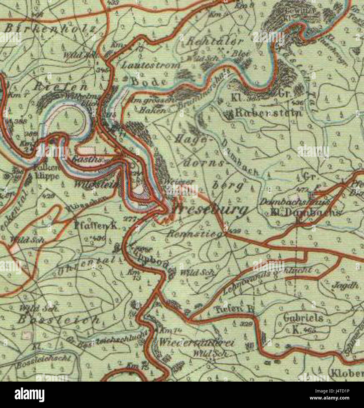 The Treseburg Karte, dating from 1912, is a historical map of the ...