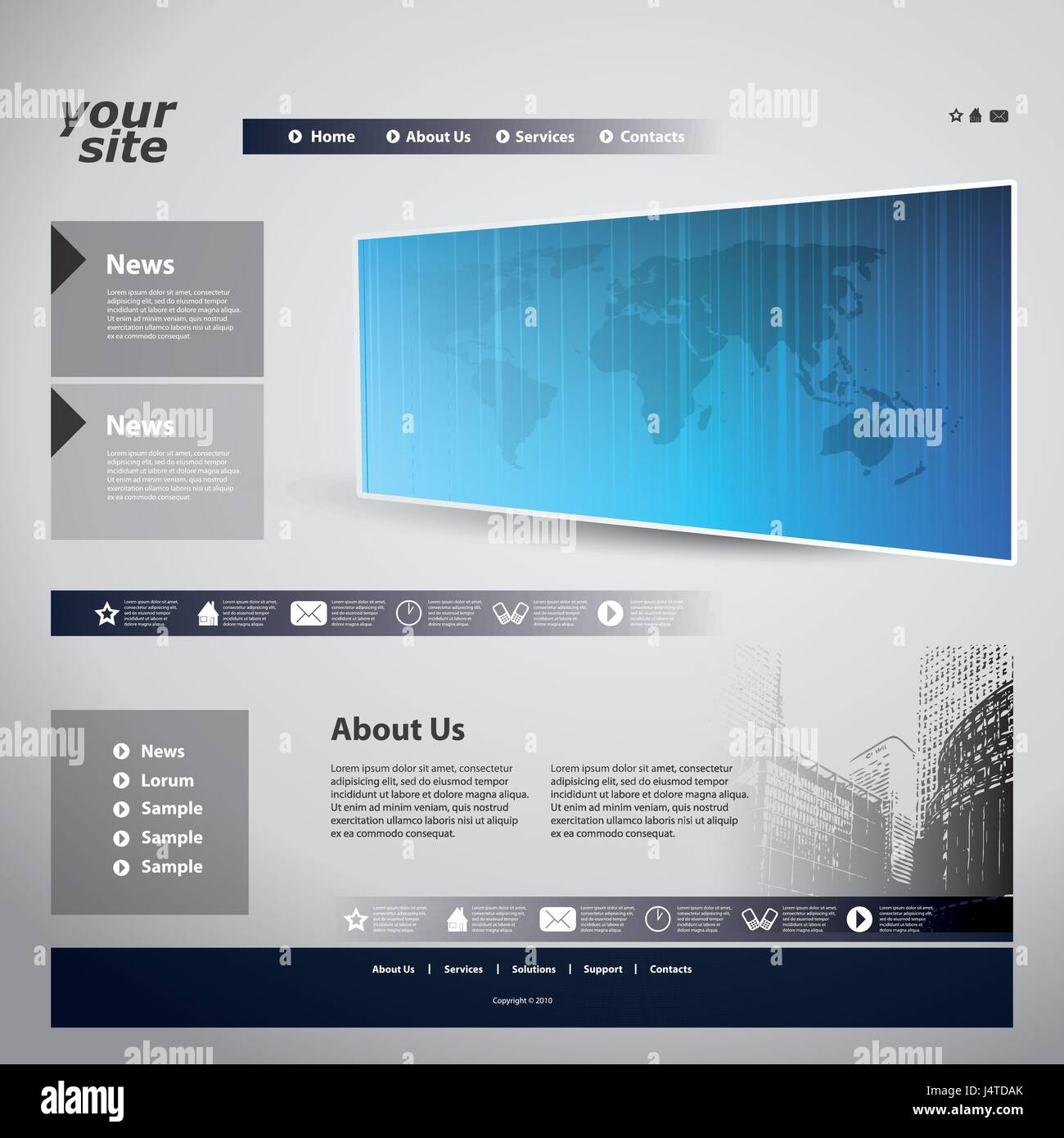 Dark Blue Abstract Web Site Design Template Illustration with World Map ...
