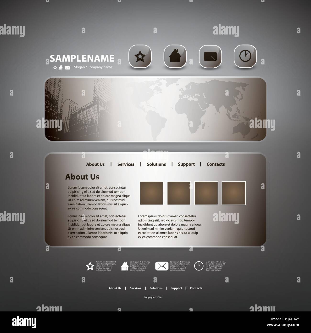 Dark Blue Abstract Web Site Design Template Illustration with World Map ...