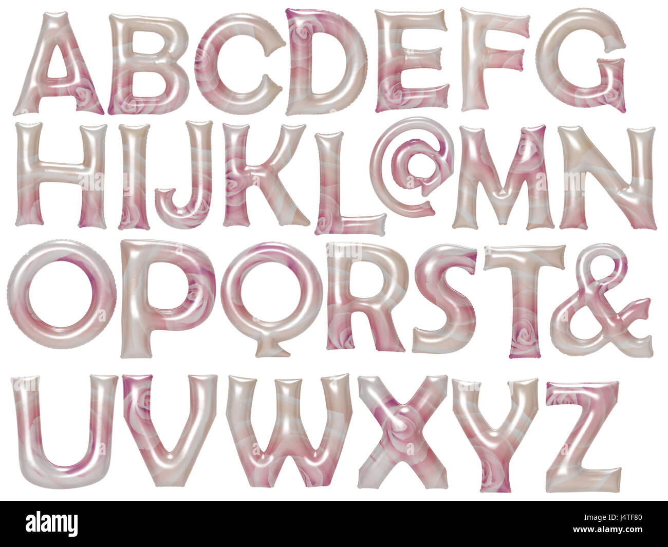Pink rose pattern alphabet foil balloon set with clipping path Stock ...