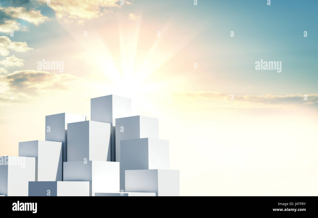 A stack of cubes against a beautiful sunrise Stock Photo - Alamy