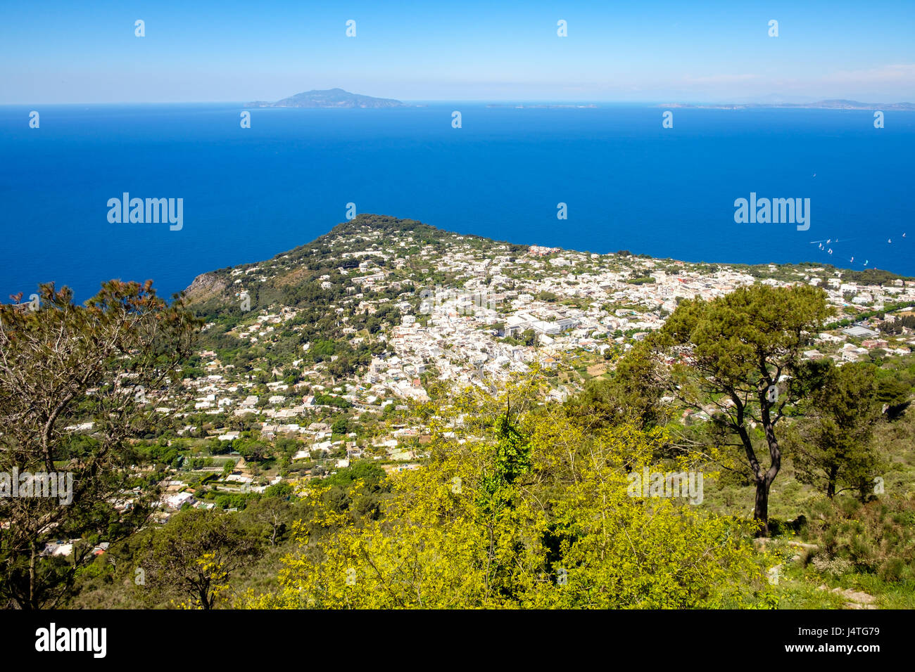 Landscape view of Capri town with blue ocean background, Capri, Italy ...