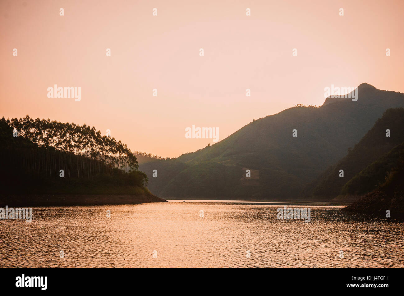The beautiful reservoir scenery in sunset Stock Photo - Alamy
