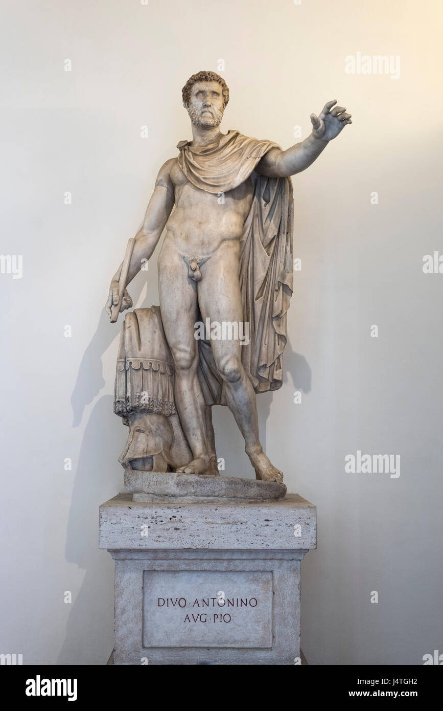 Rome. Italy. Statue of Roman Emperor Antoninus Pius. Museo Nazionale ...