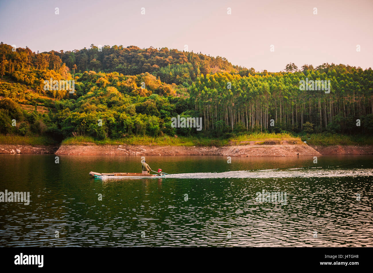 The beautiful reservoir scenery in sunset Stock Photo - Alamy