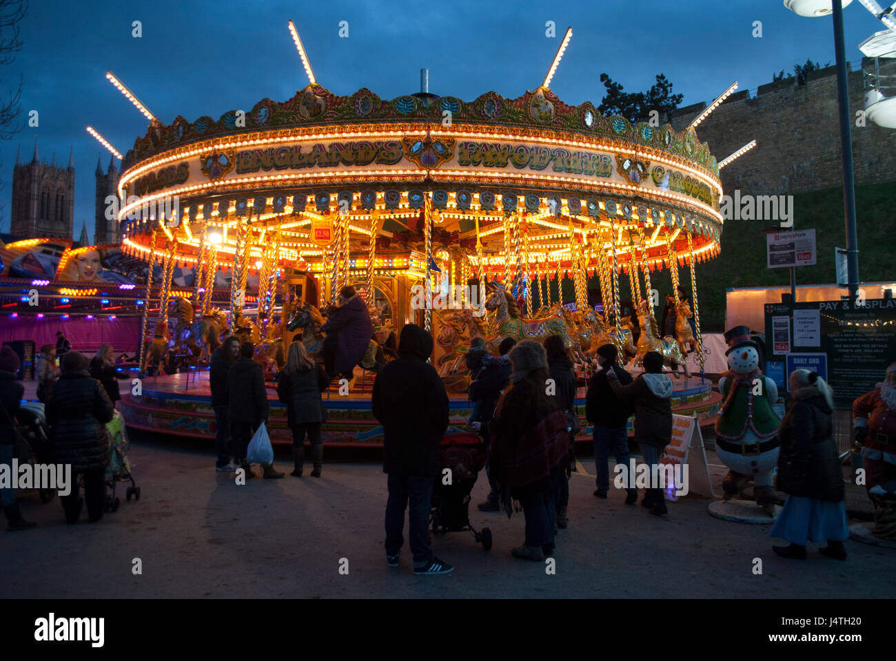 Carousel at Lincoln Christmas Market Stock Photo - Alamy