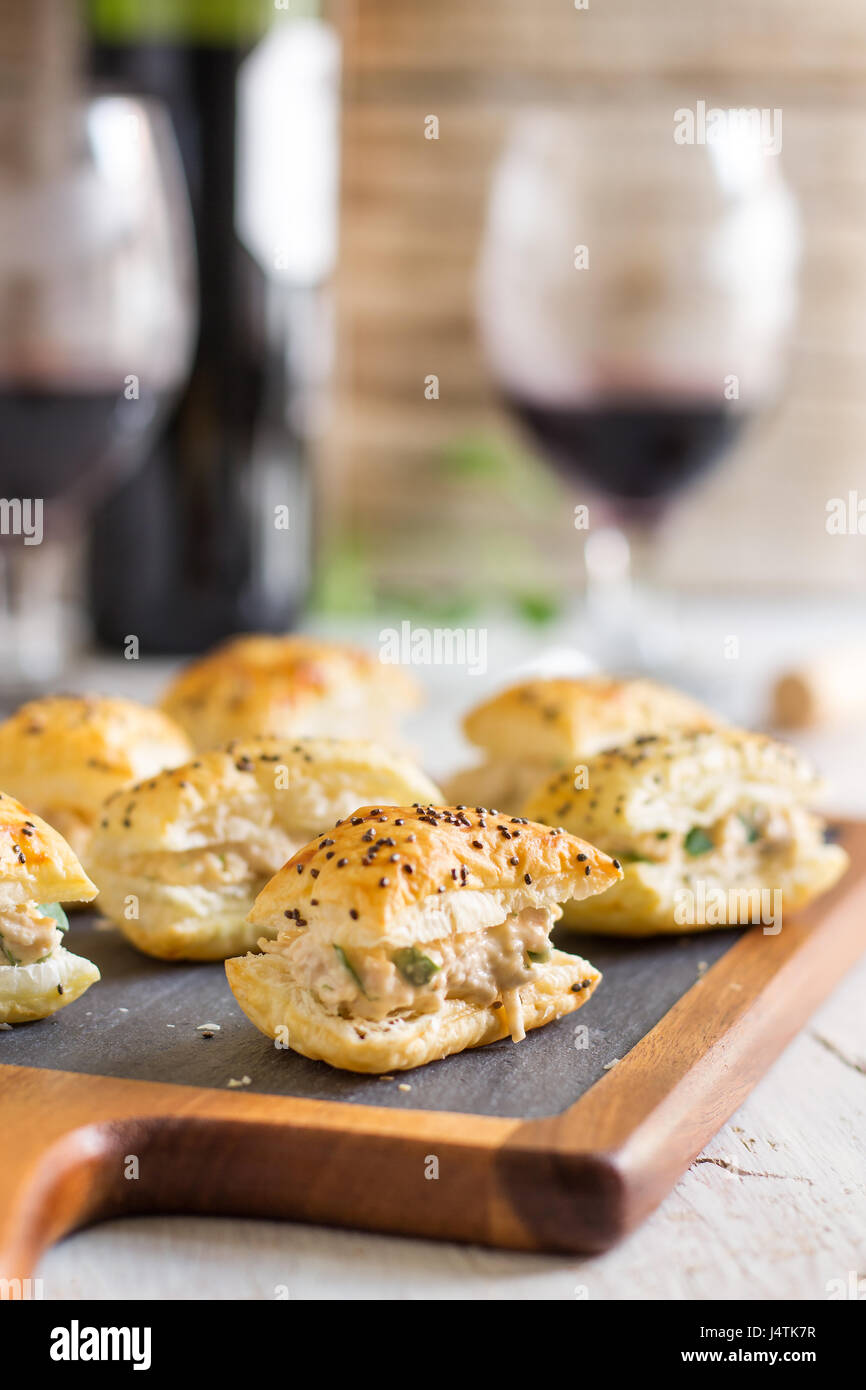 Mini Chicken Puff Pastry Appetizers - Bite Size Party Food Stock Photo ...