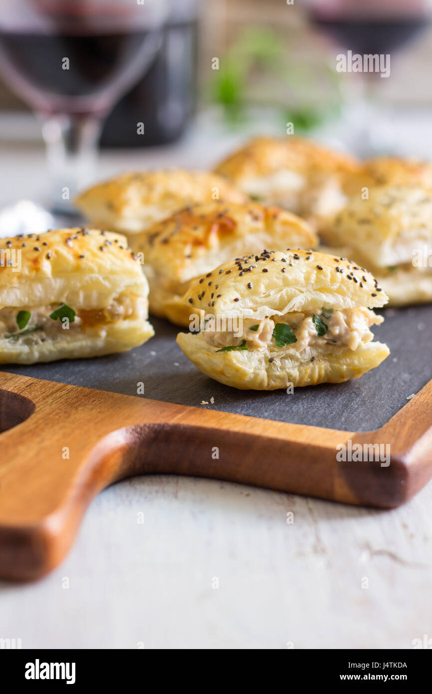 Mini Chicken Puff Pastry Appetizers - Bite Size Party Food Stock Photo ...