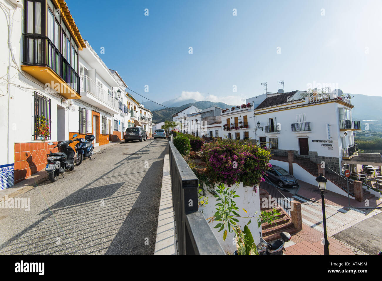 Maro, Spain - May 05, 2017: Historic streets of Maro village near Nerja ...