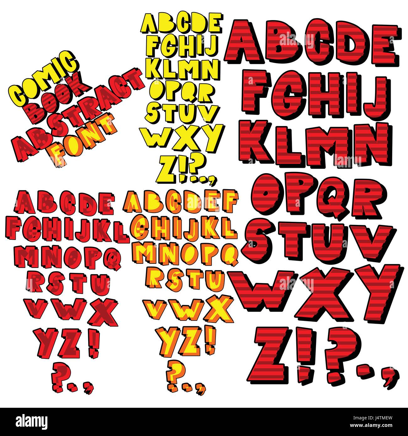Comic Book Abstract Font - Vector abstract cartoon style alphabet Stock ...