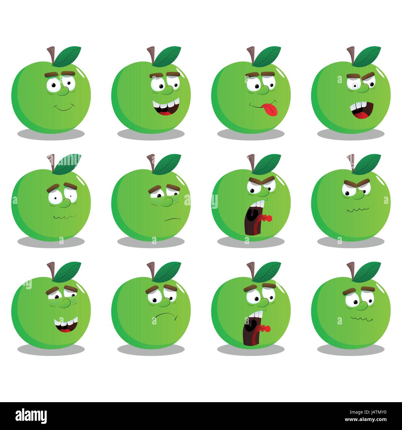 Vector illustrated cartoon apples with facial expressions Stock Vector ...