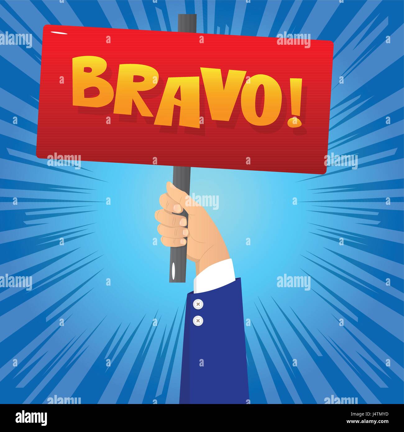 Vector illustrated cartoon hand holding Bravo sign Stock Vector Image ...