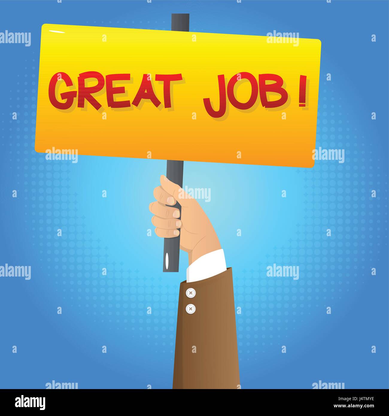 Vector illustrated cartoon hand holding Great Job sign Stock Vector ...