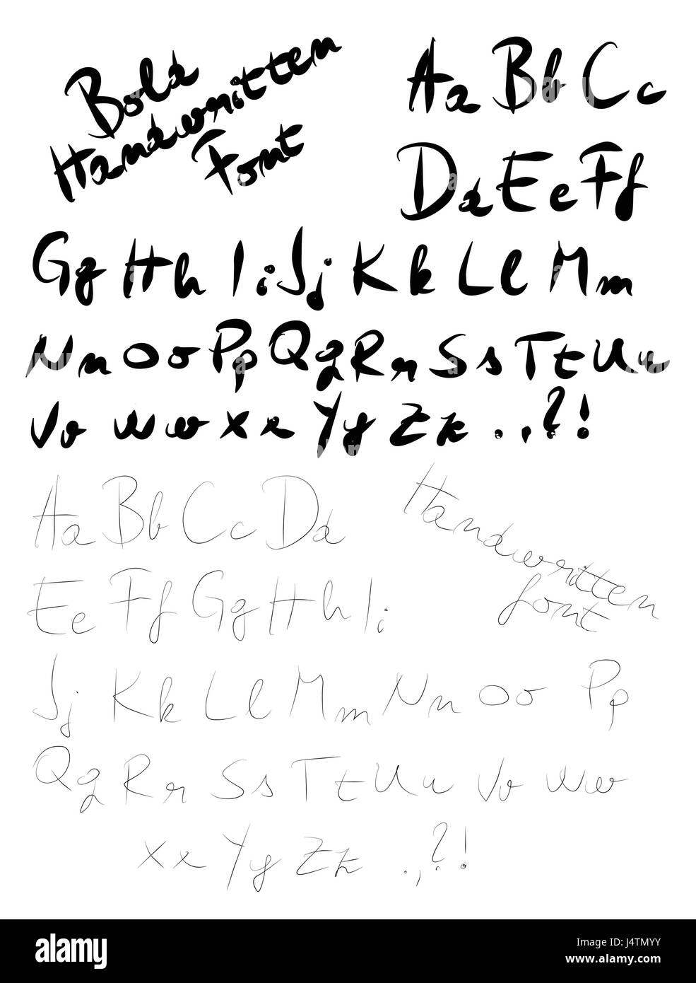 Modern Handwritten Thick And Thin Font. Vector abstract alphabet Stock ...