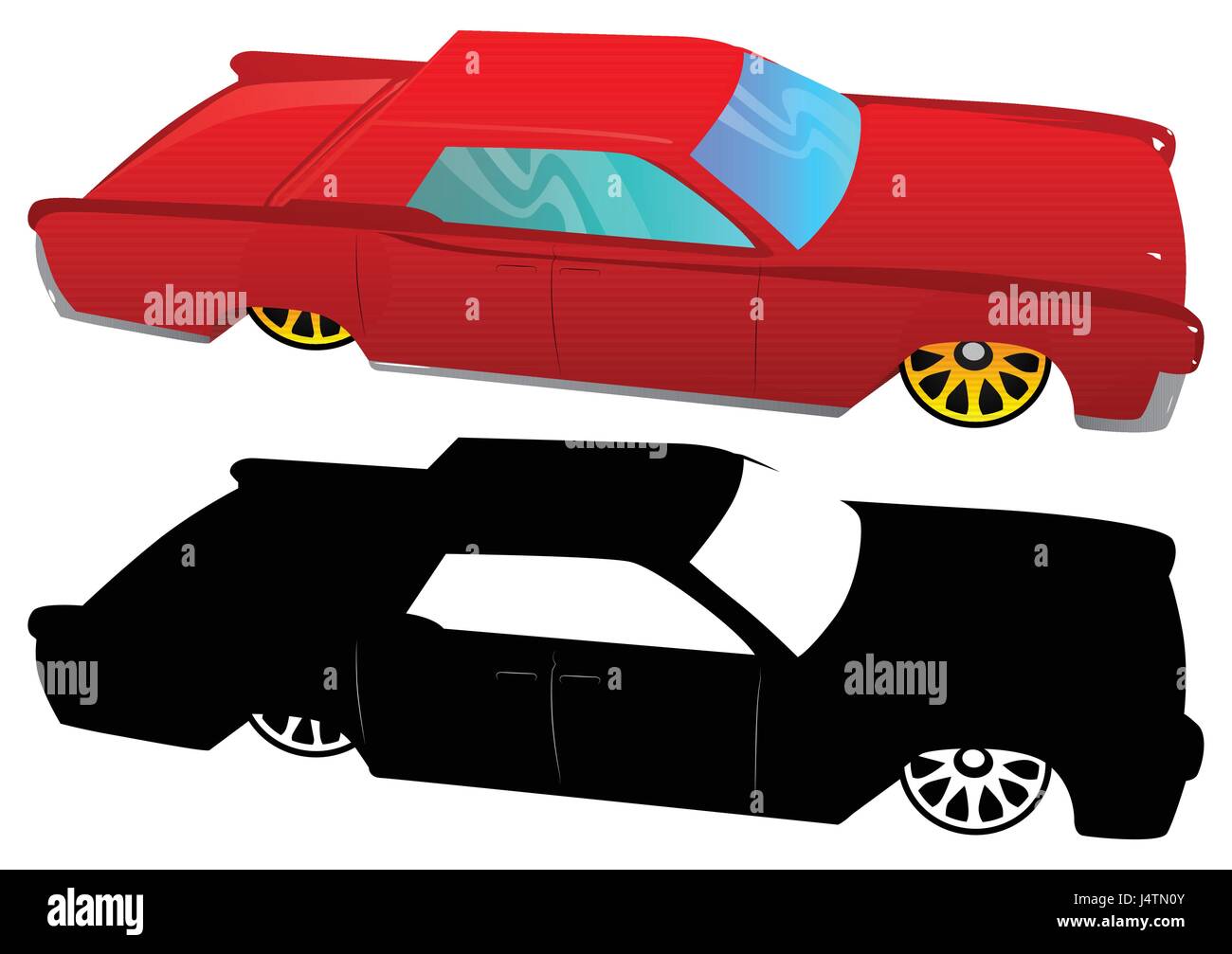 Vector illustrated cartoon 60s luxury car on white background Stock ...