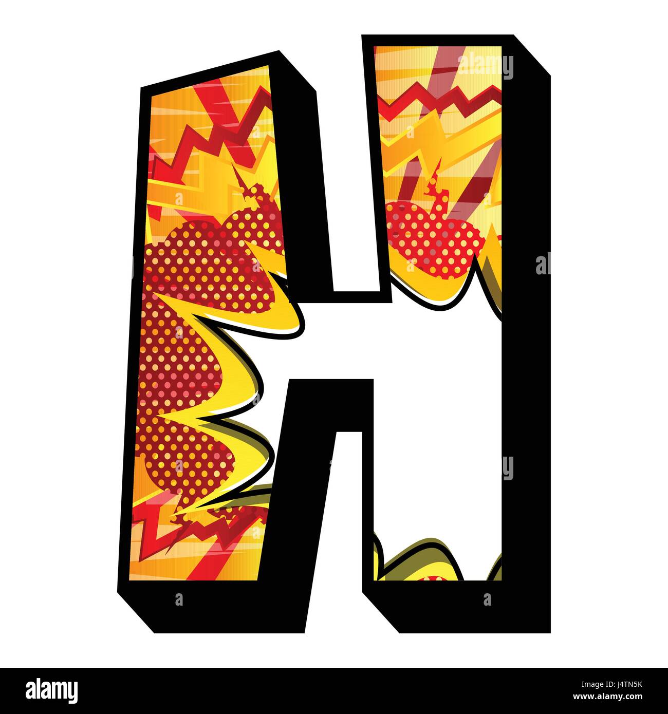 Letter H filled with comic book explosion, background Stock Vector ...