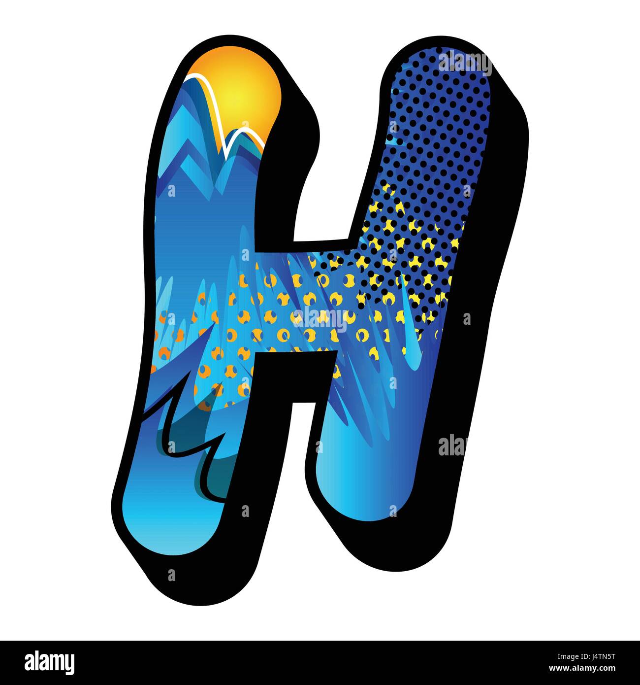 Letter H filled with comic book explosion, background Stock Vector ...