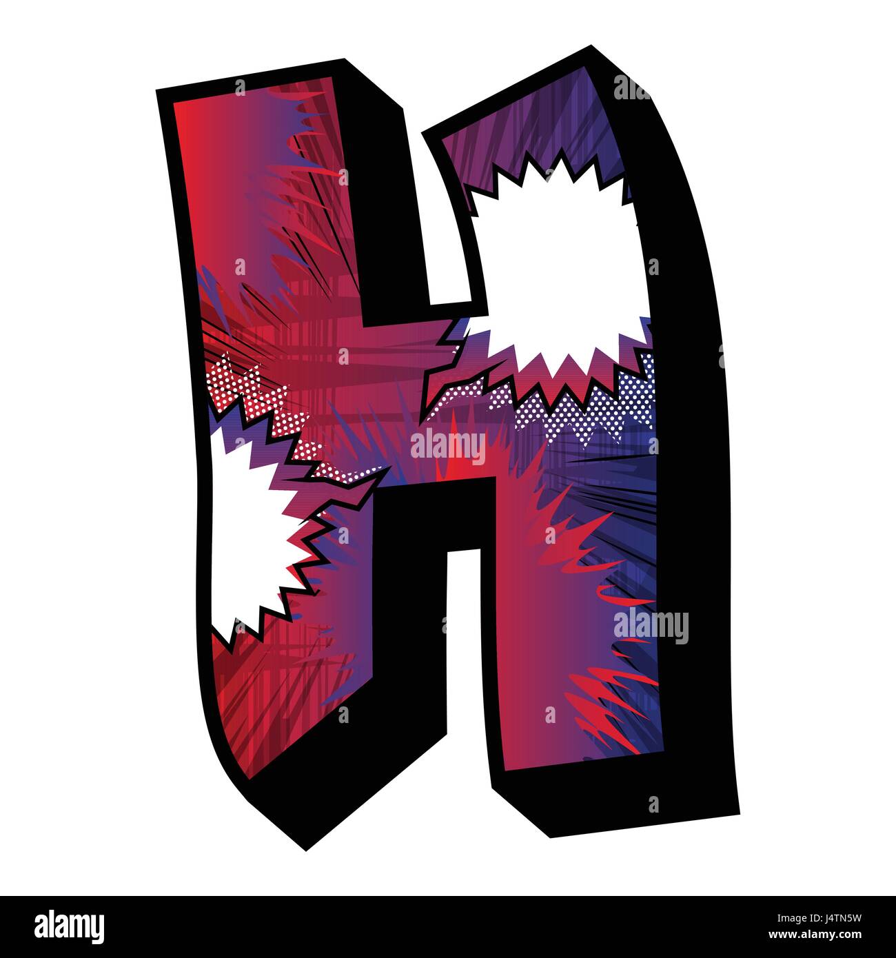Letter H filled with comic book explosion, background Stock Vector ...
