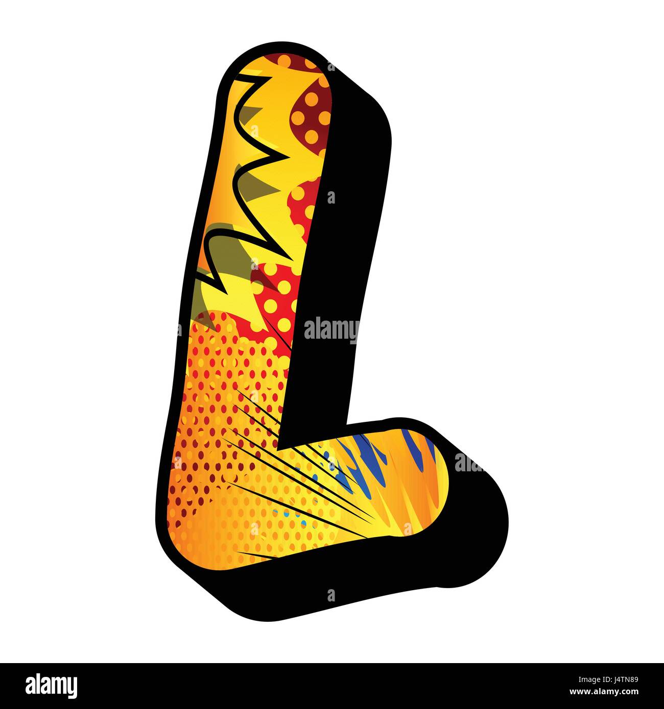 Letter L filled with comic book explosion, background Stock Vector ...