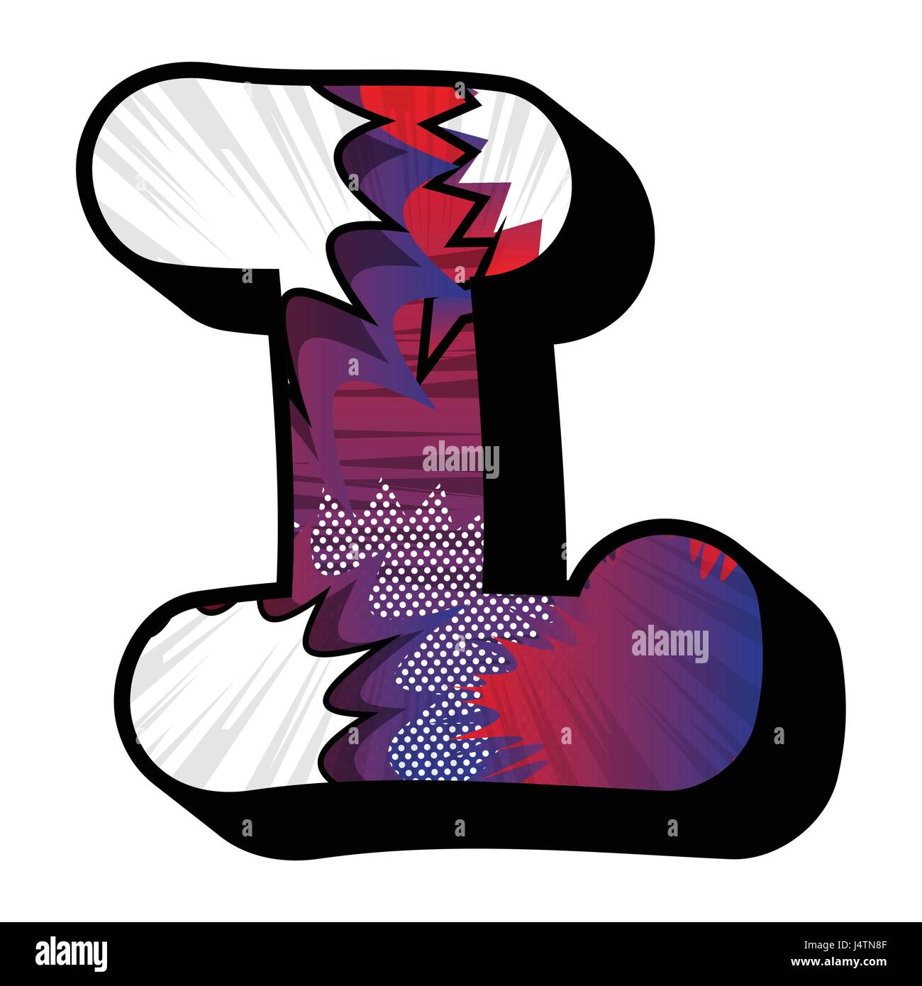 Letter L filled with comic book explosion, background Stock Vector ...