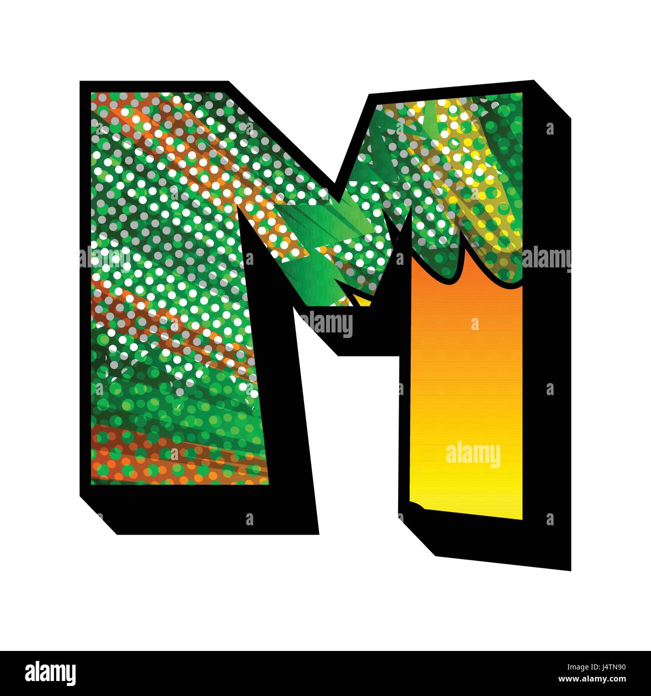 Letter M filled with comic book explosion, background Stock Vector ...